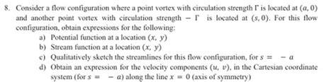 Solved Consider A Flow Configuration Where A Point Vortex