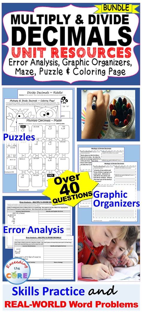 Multiply And Divide Decimals Bundle Error Analysis Graphic Organizers Puzzles Elementary