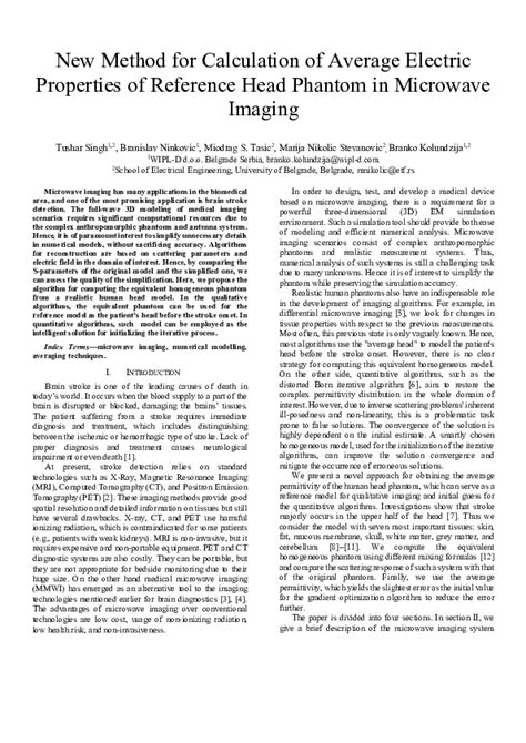 Pdf Simplifying Electric Properties In Microwave Imaging