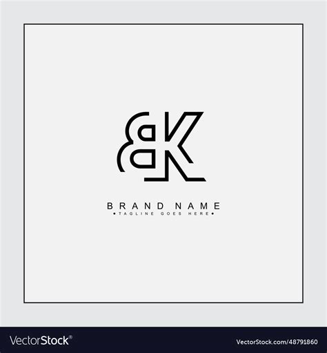Creative Logo For Initials Bk In Monogram Style Vector Image