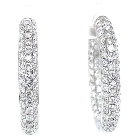 White Diamond Pave Hoops In 18k White Gold For Sale At 1stdibs