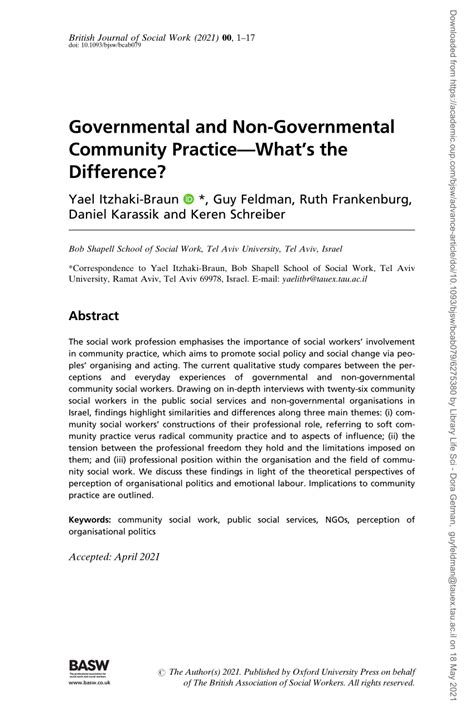 Pdf Governmental And Non Governmental Community Practice—whats The
