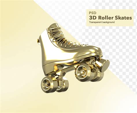 Premium Psd 3d Illustration Vintage Roller Skate Gold