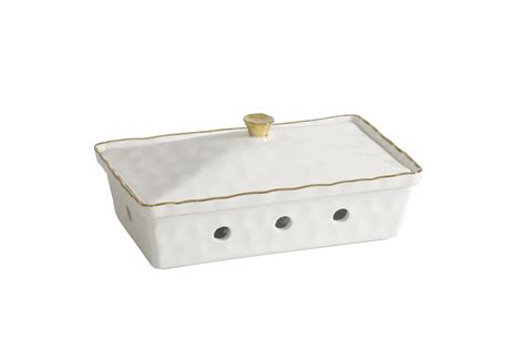 Rectangular Chafing Dish With Wavy Gold Rim Iris Selections