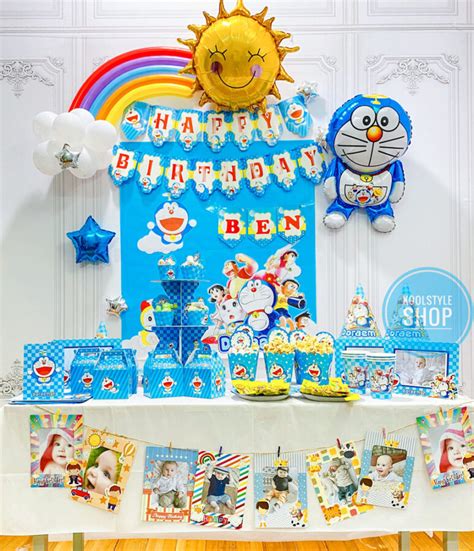 Combo Set Trang Trí Sinh Nhật Thôi Nôi Doraemon