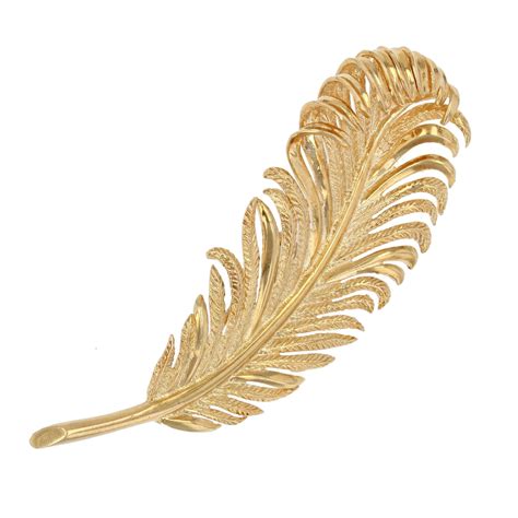 Broche Plume Dor Jaune Bijoux Anciens Broches Or Rétro Bijouxbaume
