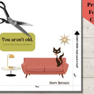 Printable Funny Birthday Card Mid Century Modern Card Etsy