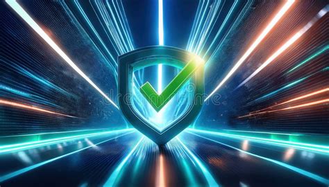 Bold Three Dimensional Shield With Green Checkmark In A Dynamic