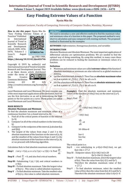 Easy Finding Extreme Values Of A Function Pdf