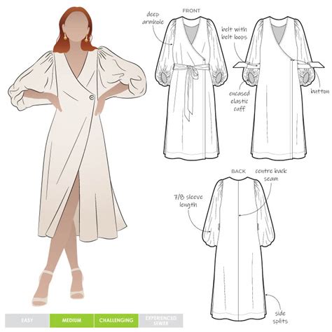 Brigid Wrap Dress Sewing Pattern Casual Patterns Style Arc