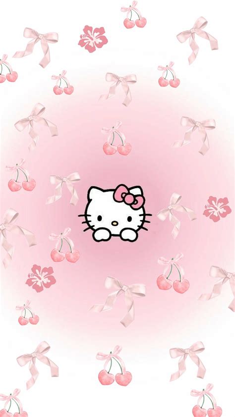 Hallokitty Bows Cherries в 2025 г Обои Hello Kitty Розовые обои