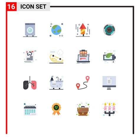 Pictogram Set Of 16 Simple Flat Colors Of Concept Business Globe