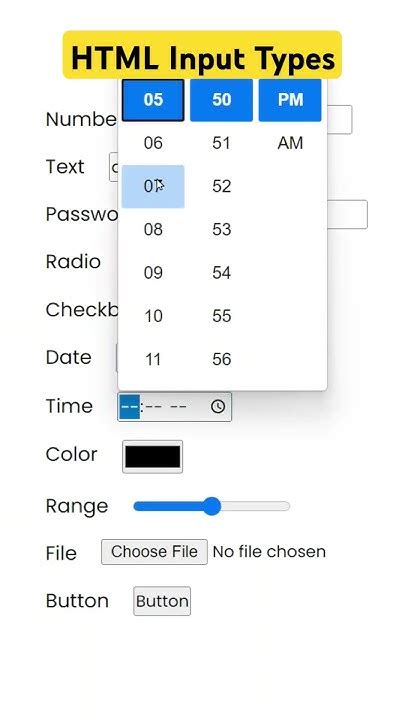 Html Input Types Css Inputs Learnhtml5andcss3 Webdesign