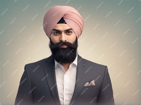 Premium Photo Turbanned Punjabi Man With Long Beard