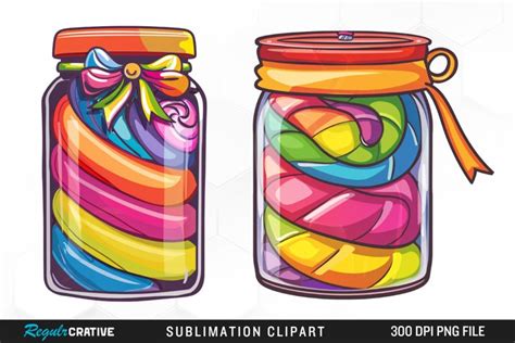 Watercolor Pastel Rainbow Candy Jars Clipart