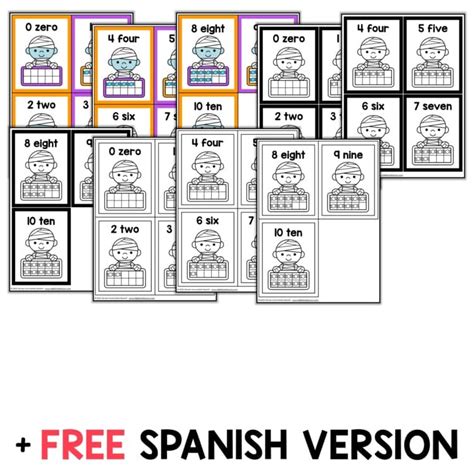 Halloween Mummy Ten Frame Counting Flashcards 110 Math Activity