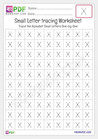 English Small Letter X Tracing Worksheet Bongpdf Bengali Worksheets