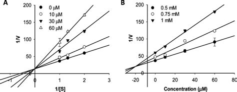 Lineweaver−burk Plot A And Dixon Plot B For The Inhibition Of