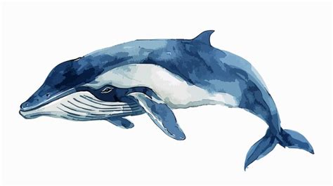 Beautiful Minke Whale Watercolor Handdrawn Illustration Premium Ai