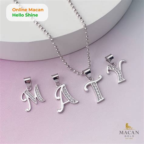Jual White Gold Initial Pendant Liontin Huruf Putih Shopee Indonesia