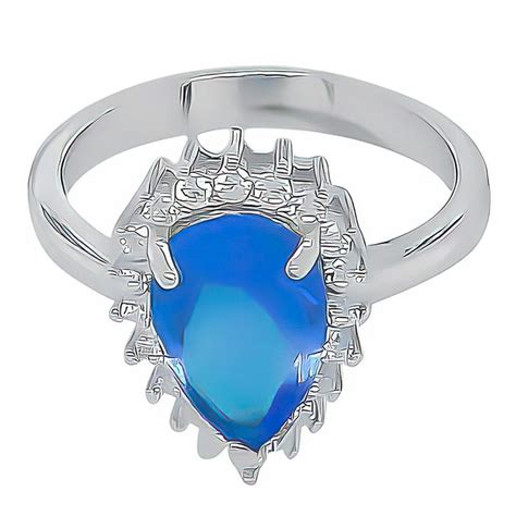 Rms12a Aqua Pear Shaped Rhodium Plated Sterling Silver Cz Ring Tjd