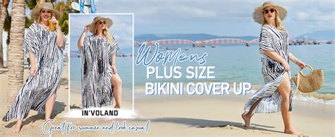 Involand Plus Size Bathing Suit Cover Up Long Slit Ethnic Print