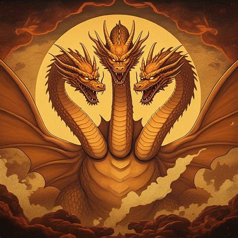 King Ghidorah Ancient Japanese Artwork Style By Prehistoricpark96 On