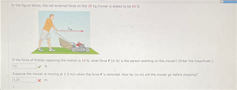solved in the figure below the net external force on the