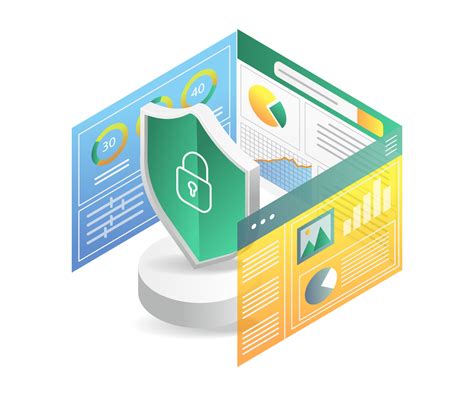 Data Analysis Screen Security Isometric Flat 3d Illustration Concept