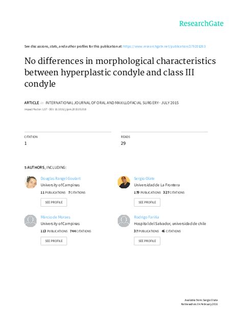 Pdf No Differences In Morphological Characteristics Between Hyperplastic Condyle And Class Iii