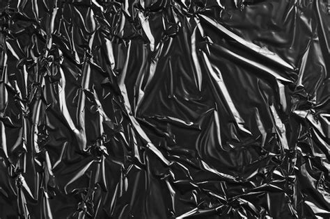 Plastic Wrap Overlay Black Background Wrinkle Texture Effect Crumpled