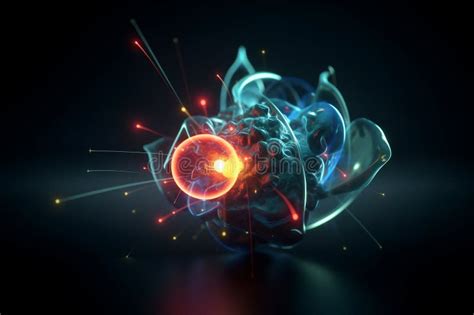 Collision Of Two Atoms Illustration Generative Ai Stock Illustration