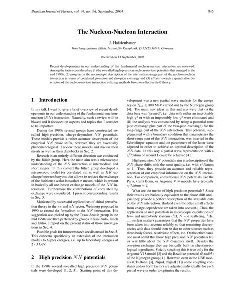 Pdf The Nucleon Nucleon Interaction