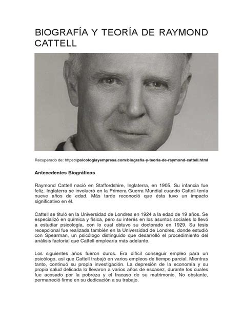 Lectura 3 Raymond Cattell Pdf Análisis Factorial Teoría