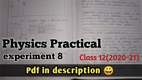 Physics Practical Class 12 2020 21 Experiment 8 P N Junction Youtube