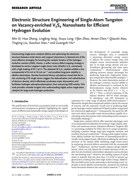Pdf Electronic Structure Engineering Of Single‐atom Tungsten On