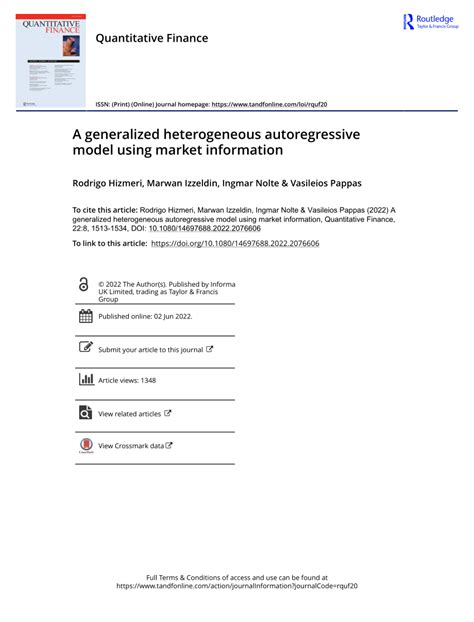 Pdf A Generalized Heterogeneous Autoregressive Model Using Market