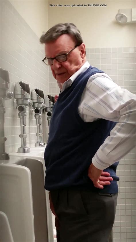 Spy Older Grandpa Urinal Cruising
