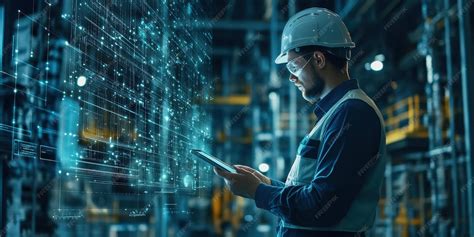 Engineer Using Tablet For Digital Analysis In A Modern Industrial