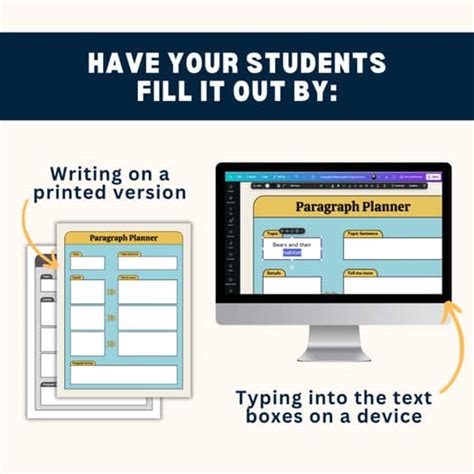 Paragraph Planner Graphic Organizer Writing Template Grades 4 5
