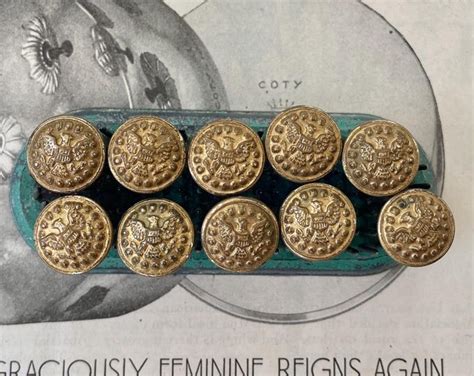 10 Antique Military Buttons Metal Eagles Army Etsy
