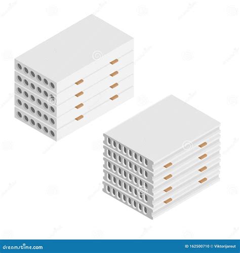 Precast Concrete Solid Block Isometric View Isolated On White Background Stock Image