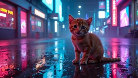 Free Neon Kitty Adventure Image Kitten Cyberpunk Neon Download At