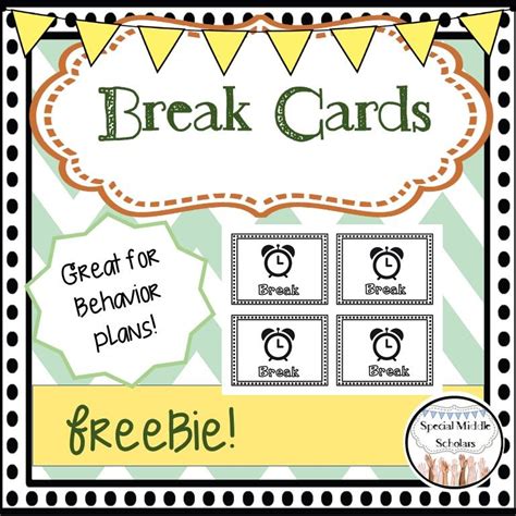 Free Printable Break Cards For Behavior Support Behavior Supports