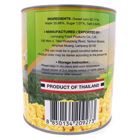 Sweet Kernel Corn 108 Oz Lampang Food