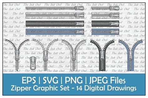 Decorative Zipper Pull Borders Clipart With Denim Blue