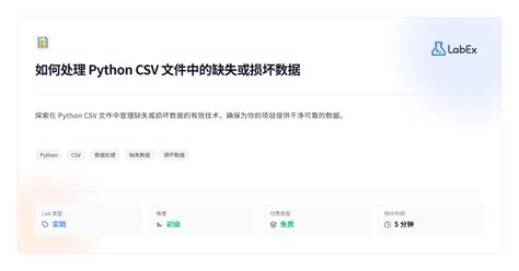 如何处理 Python Csv 文件中的缺失或损坏数据 Labex 如何处理 Python Csv 文件中的缺失或损坏数据 Labex