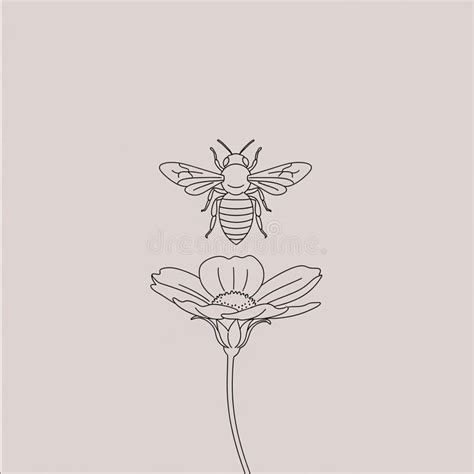 Minimalistic Line Drawing Depicting A Bee Stock Illustration