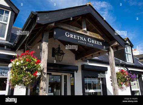 Gretna Green Scotland August 24th 2018 A Sign At The Historic