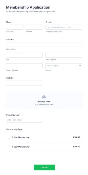Association Membership Application Form Template Jotform